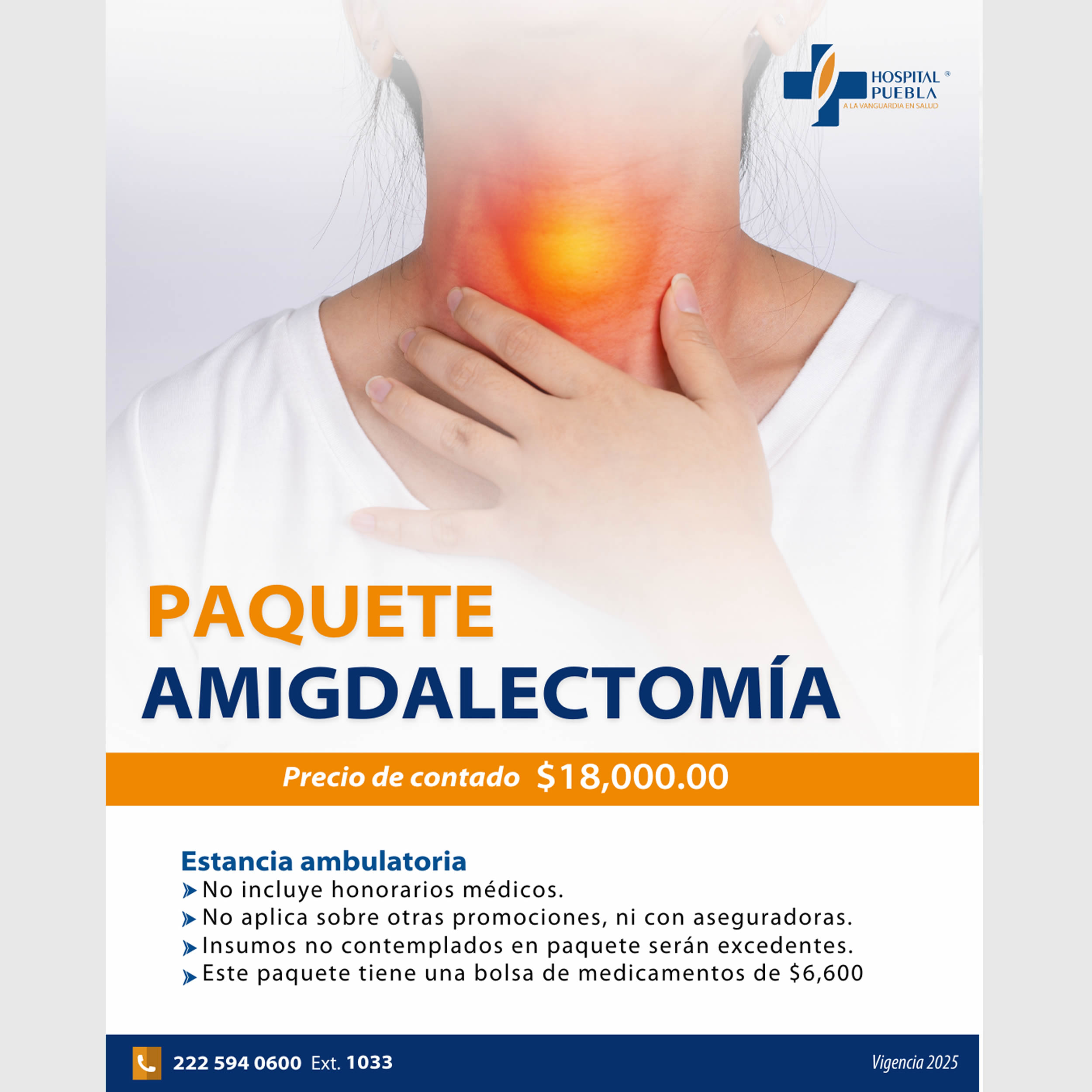Hospital Puebla - Paquetes quirúrgicos - Paquete de AmigdalectomÃ­a